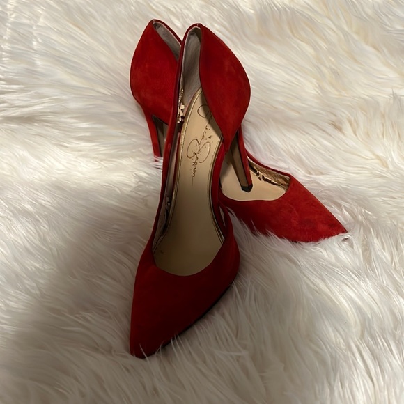 Jessica Simpson | Shoes | Jessica Simpson Red Suede Heels Size 7 | Poshmark